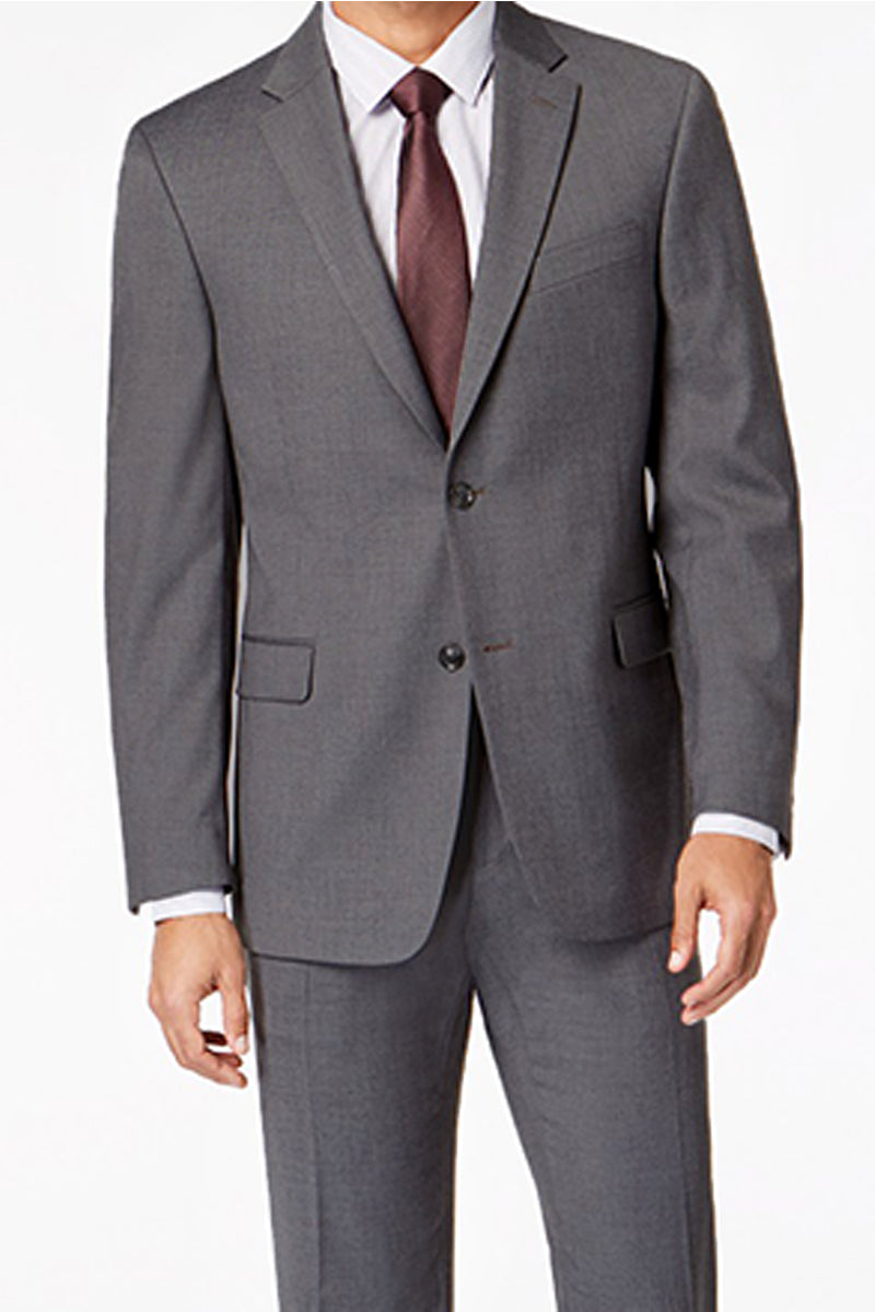 Mens Basic 2 Button Modern Fit Suit in Medium Grey — Menssuitsatlanta