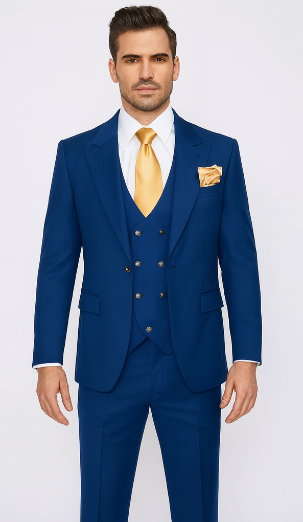 Rossi Man BOND RM1780 Slim Fit 3-Piece Royal Blue Suit – Men’s Formalw ...