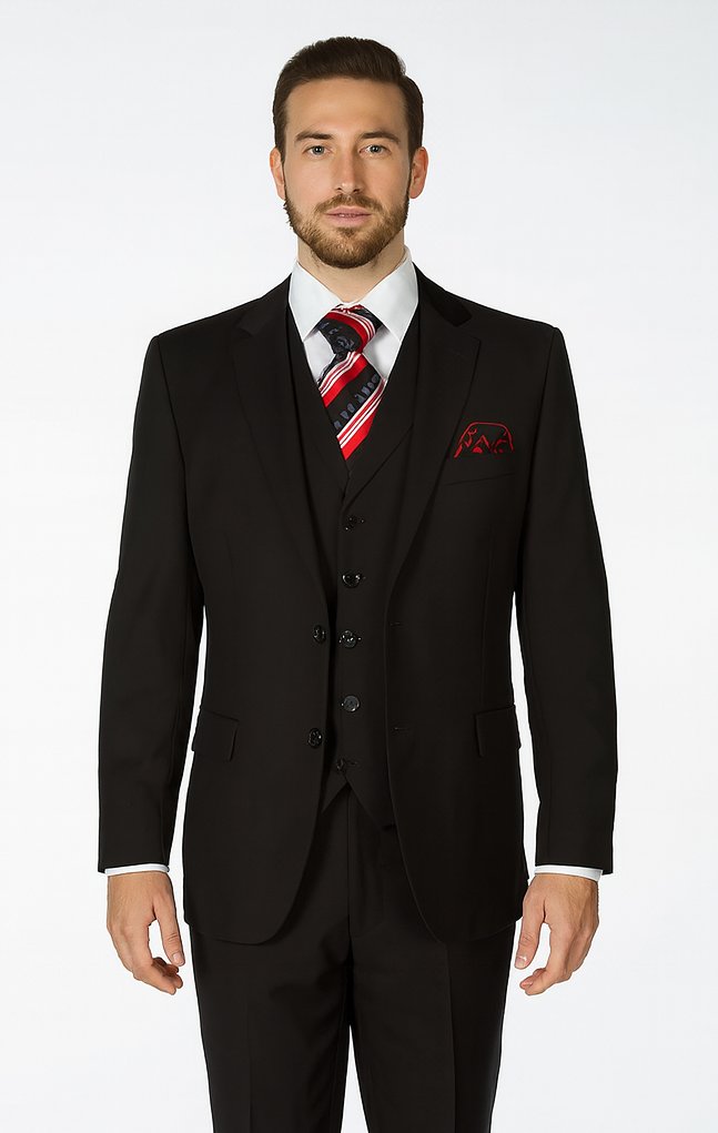 Rossi Man CYRUS RM101 Black 3-Piece Suit – Classic Men’s Formalwear ...