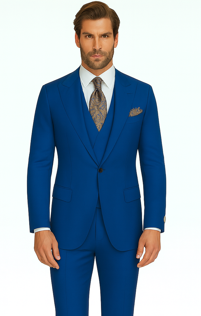 Rossi Man ELI RM110 Royal Blue 3-Piece Suit – Slim Fit Men’s Formalwea ...