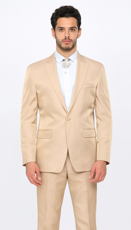 Rossi Man LEO RM1605 Men’s Slim Fit 3-Piece Gold Suit – Modern Formalw ...