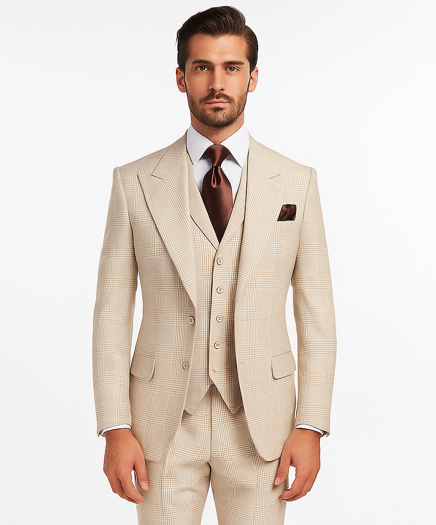 Rossi Man Sam RM2314 – Elegant Milano Tailored 3-Piece Plaid Suit ...