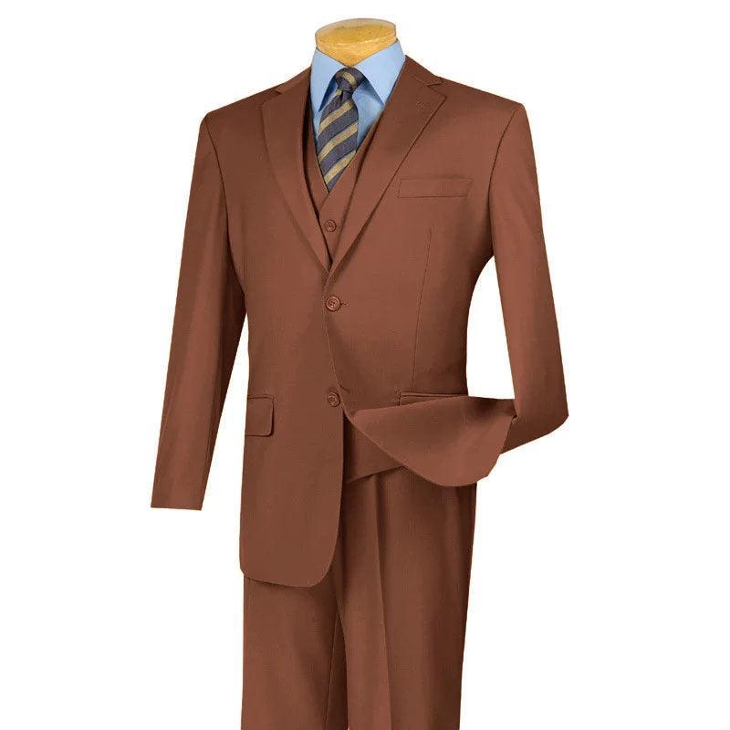 Three Piece Classic Fit Vested Suit Color Cognac — Menssuitsatlanta