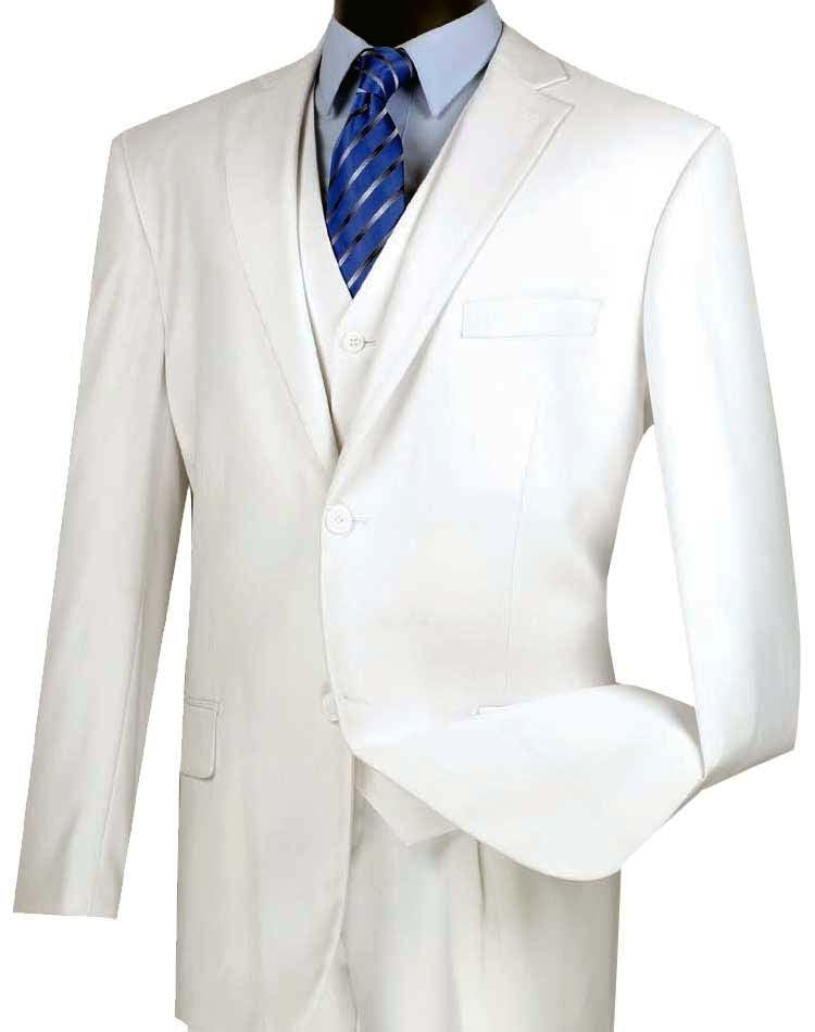 Three Piece Classic Fit Vested Suit, White — Menssuitsatlanta