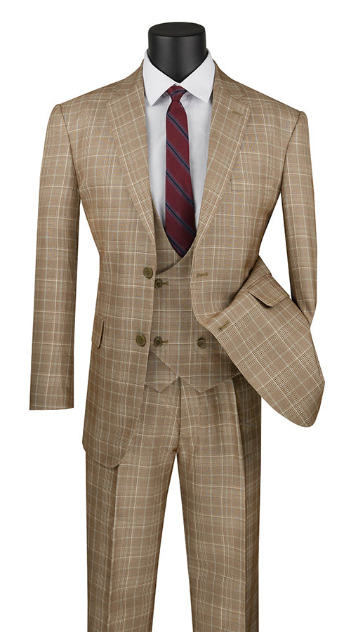 Renaissance Collection - Regular Fit 3 Piece Suit Camel — Menssuitsatlanta