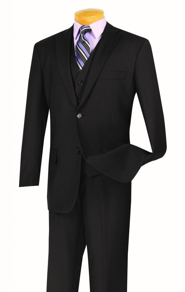Morgan Collection - Regular Fit 3 Piece Suit 2 Button Black ...