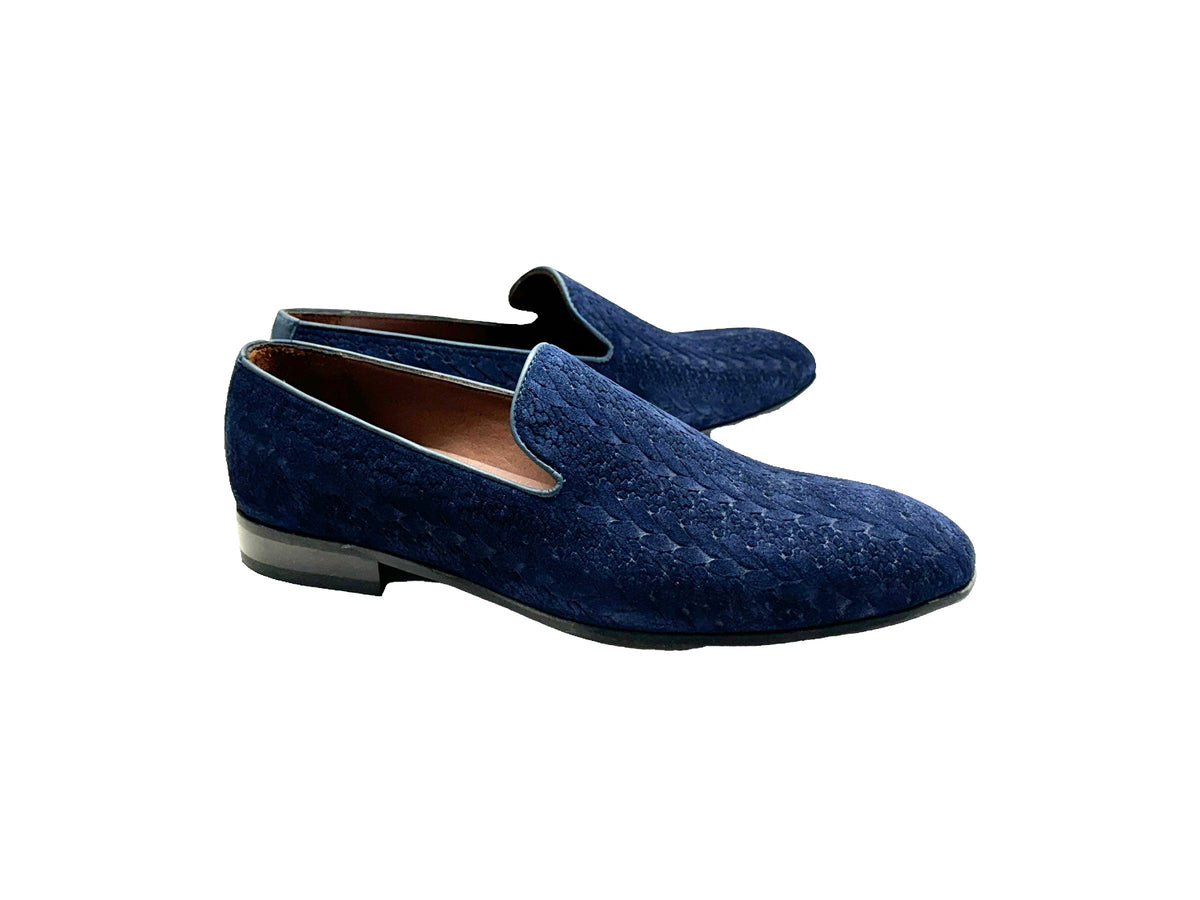 P000504 - Warren Loafer Navy Suede — Menssuitsatlanta