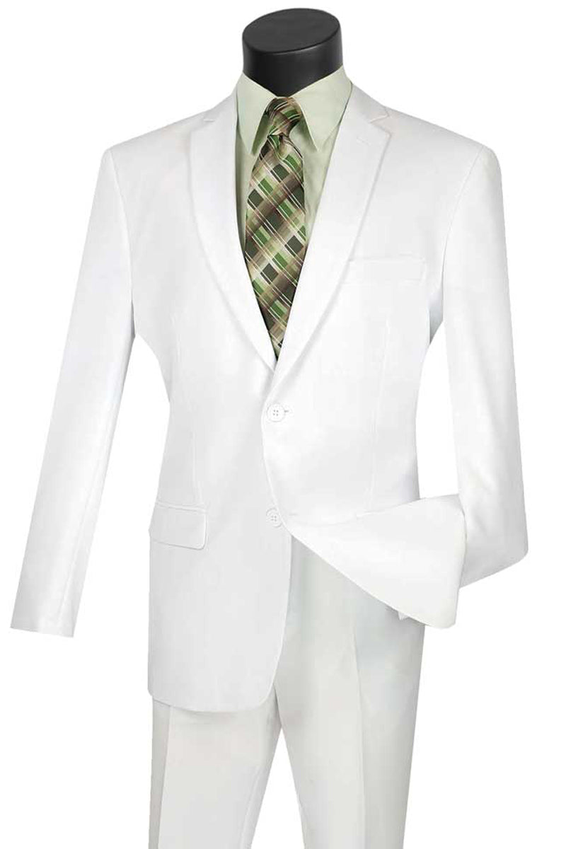 "White Slim Fit Poplin Suit for Men - 2 Button Style | CLOSE OUT 46R ...