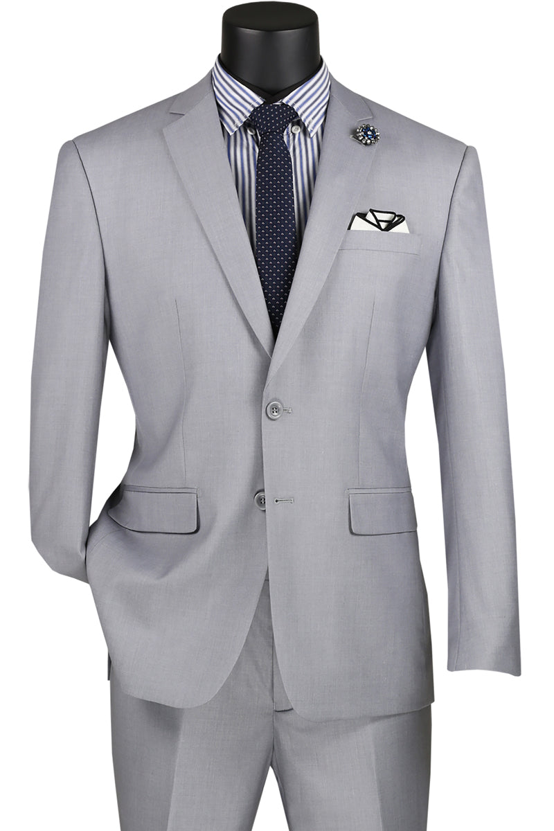 "Modern Fit 2 Button Men's Suit in Light Grey - Basic Collection ...