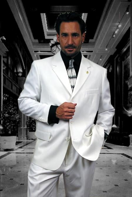 3 buttons Solid All White Suit For Men EXTRA FINE 2PC Single breast Su ...