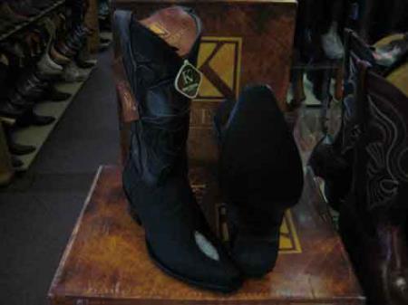 King Exotic Boots Black Genuine Stingray mantarraya skin Snip Toe West ...