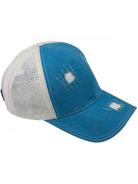 Genuine Baseball Cap Blue/Off White CACHUCHA DE COCODRILO Ostrich Worl ...