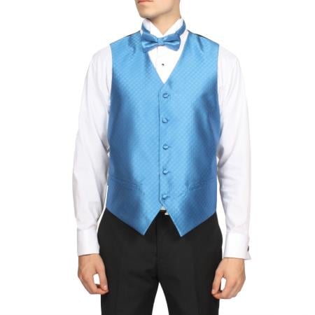 Men's Blue Diamond Pattern 4-Piece Men's Vest Set Also available in Bi ...