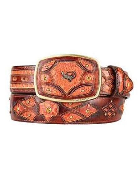 Fashion Western Belt Cognac Original Caiman Belly Skin — Menssuitsatlanta