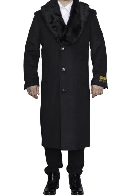 Mens Overcoat Mens Charcoal Grey Dress Full Length Wool Dress Top Coat ...