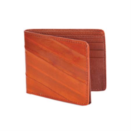 Wallet-Cognac Genuine Exotic Eel Skin — Menssuitsatlanta