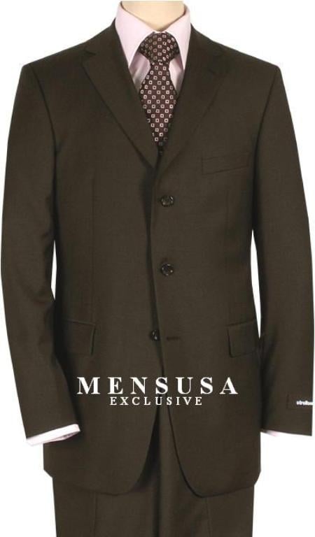 Double Vent Dark Brown Three ~ 3 Buttons Men's Dress Business Suits ...