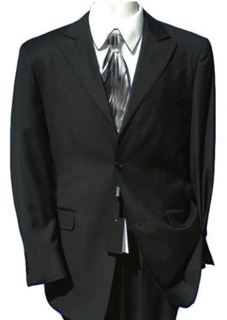 Extra Fine Wool 2 Button Peak Lapel Black Suit (also in Dark navy ...