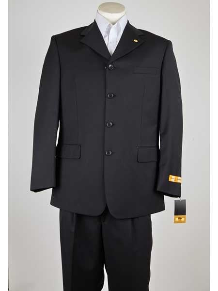 Men's 4 Button Black Classic Fit Suit — Menssuitsatlanta