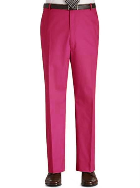 Stage Party Pants Trousers Flat Front Regular Rise Slacks - Fuchsia ...