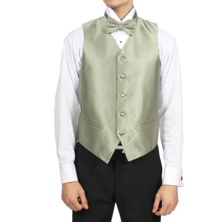 Men's Mint ~ Sage Green Diamond Pattern 4-Piece Men's Vest Set Also av ...