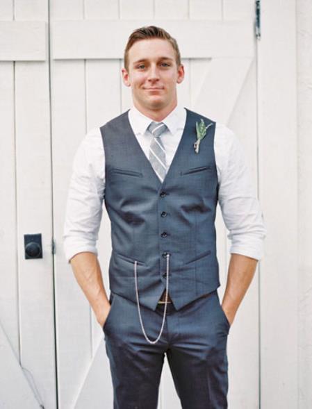 Men's Blue 4-button cuff Wedding Attire — Menssuitsatlanta