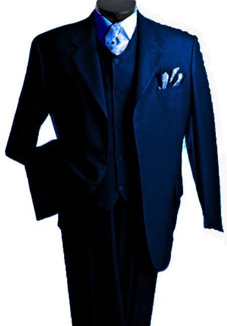 Men's 3 Piece Premium Fine Drak Blue three piece suit tweed ...