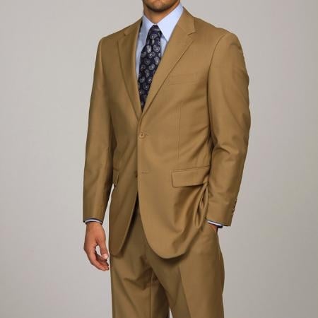 Men's Camel ~ Khaki 2-button 2 Piece Suits - Two piece Business suits ...