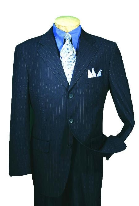 Men's Dark Navy affordable Stripe ~ Pinstripe Blue Pleated Pants Cheap ...
