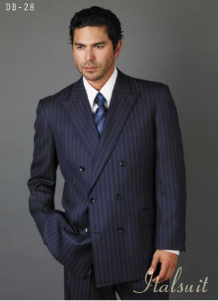 Men's Double Breasted Suits Navy Blue Suit For Men/PS Suit With Smooth ...