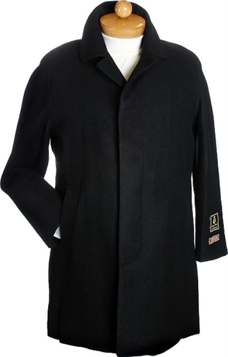 Men's Overcoat Black Hidden button Men's Dress Coat & Cashmere Jacket ...