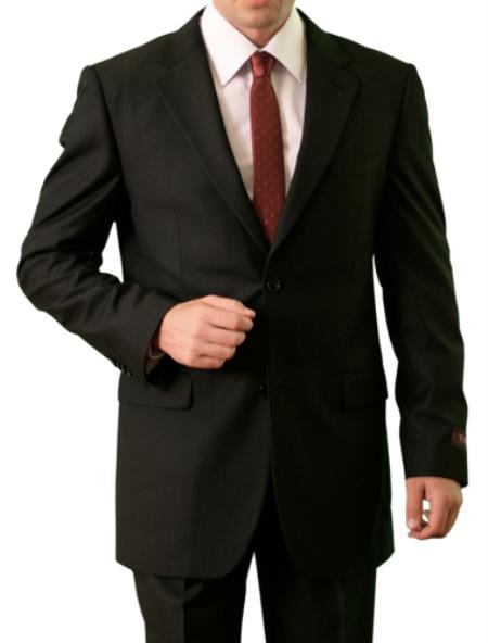 Men's Solid Black 2 Button Front Closure Suit — Menssuitsatlanta