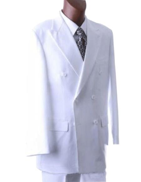 Men's Solid White Double Breasted Suits Classic fit Dress Suit ...