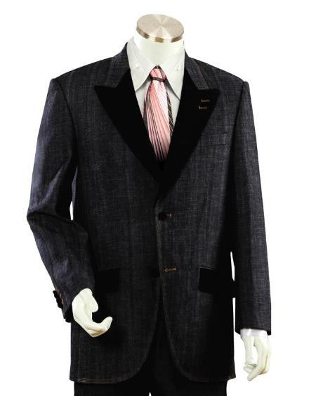 Men's Two Buttons Style Comes In Black Two Toned Trimmed Two Tone Blaz ...