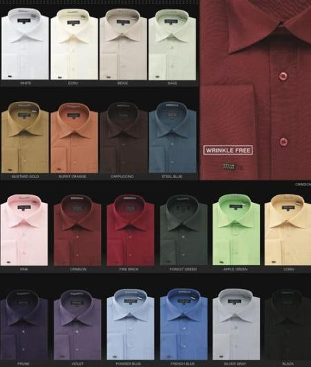 Men's Wrinkle Free French Cuff Dress Shirt Spread Collar Men's Dress S ...