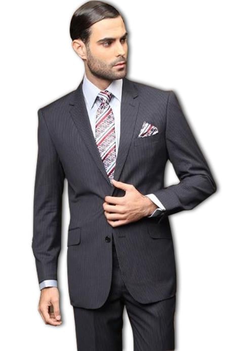 Pick Stitch Collar Slanted Pocket 2 Button Dark Navy Blue Stripe ~ Pin ...