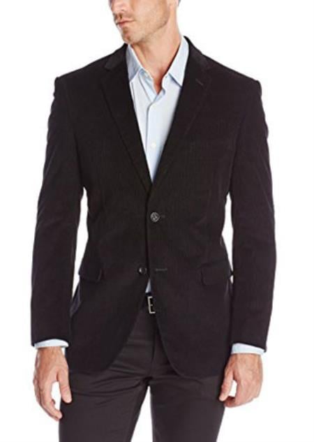 Men's Two-button corduroy Jacket Sport Coat Black — Menssuitsatlanta