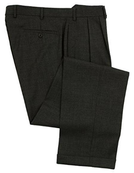 Charcoal Two Button Close Back Pockets 100% Wool Slacks — Menssuitsatlanta