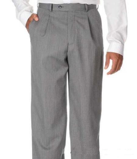Mens Pleated Dress Pants Mens Solid Grey Wool Gabardine Slacks ...