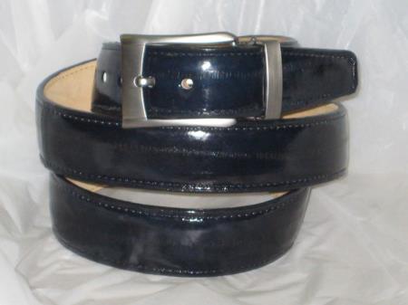 Men's Genuine Authentic Navy Blue Eel Belt — Menssuitsatlanta