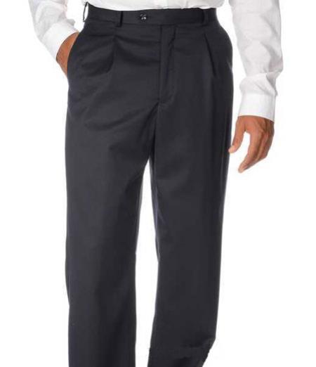 Men's Navy Custom Fitting Wool Slacks — Menssuitsatlanta
