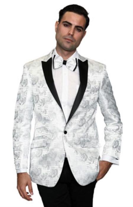 Men's Flashy Fancy Satin Shiny Tuxedo Dinner Jacket Blazer Paisley Spo ...