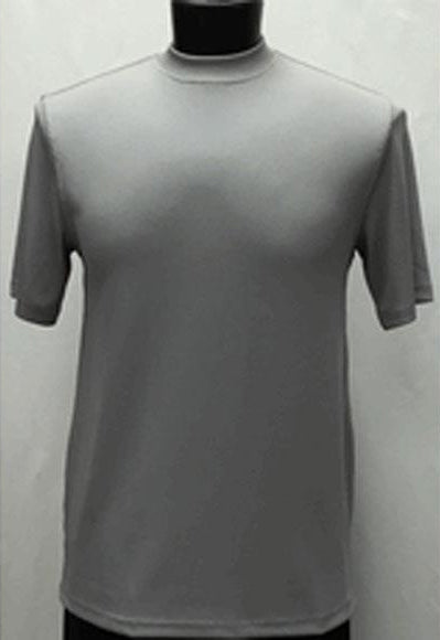Men's Silver Classy Mock Neck Shiny Short Sleeve Stylish Shirt ...