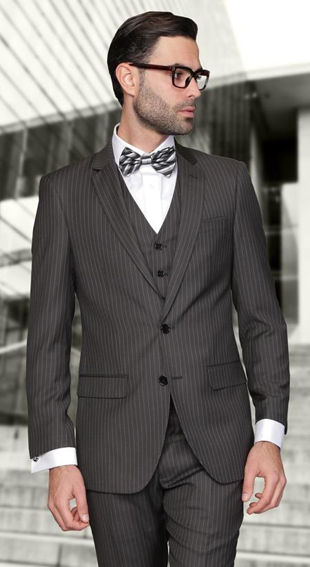 Charcoal European cut style Jacket & Pants Slim Fit Suits ...