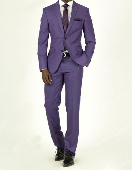 Men's Violet Double Vents Skinny Suit — Menssuitsatlanta