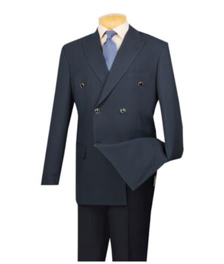 Lucci Men's Dark Navy 6 Button Men's Double Breasted Suits Jacket Blaz ...