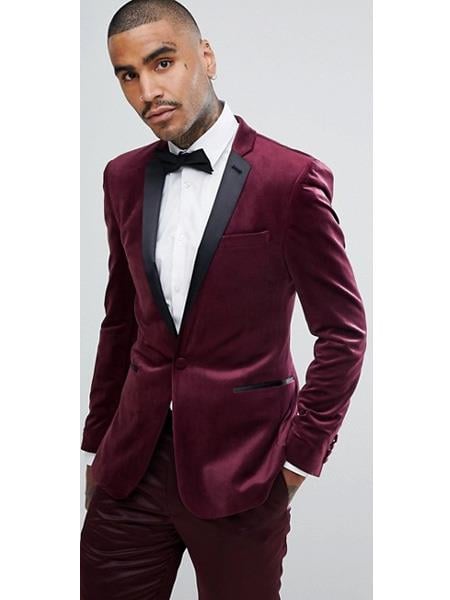 Men's Slim Fit Maroon Color ~ Maroon Suit ~ Black and Burgundy ~ Wine ...