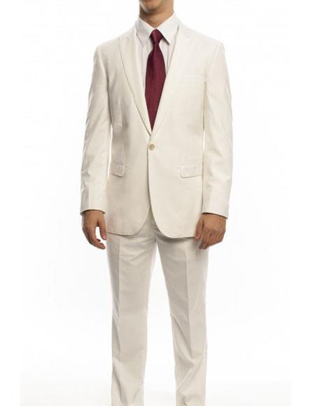 Men's Ivory Ultra Slim Fit Peak Lapel One Button Suit — Menssuitsatlanta