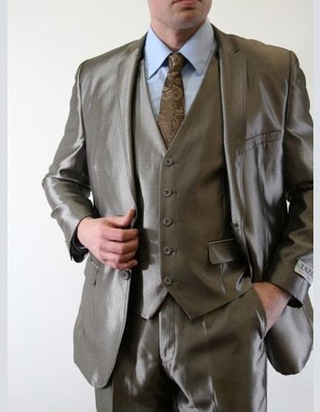 Men's Sharkskin Flashy Metallic Silky Shiny 2 Button Suit ...