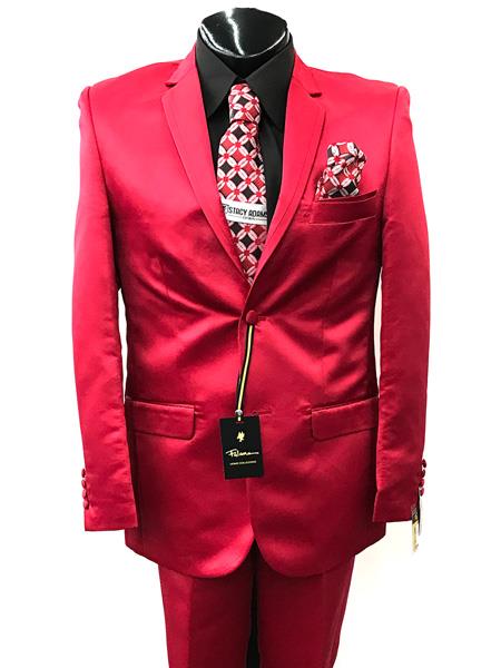 Men's Two Button Red Suit — Menssuitsatlanta
